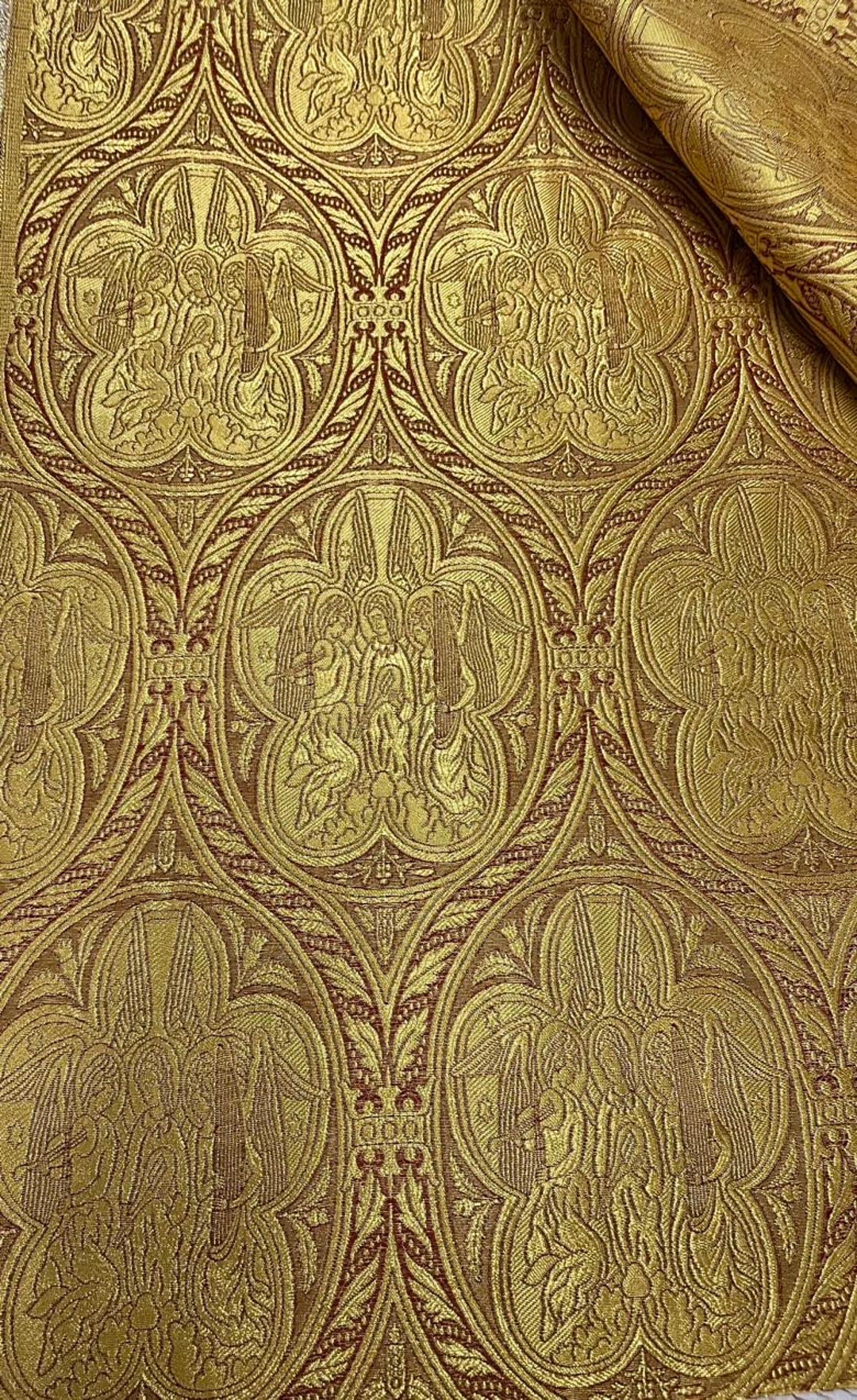 Metallic Brocade With Angels, Clerical Brocade, Church Fabrics ...