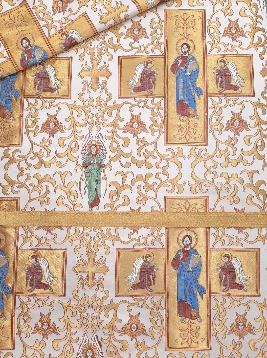 260cm Wide Metallic Brocade Fabric | Luxury Jacquard Church Textile ...