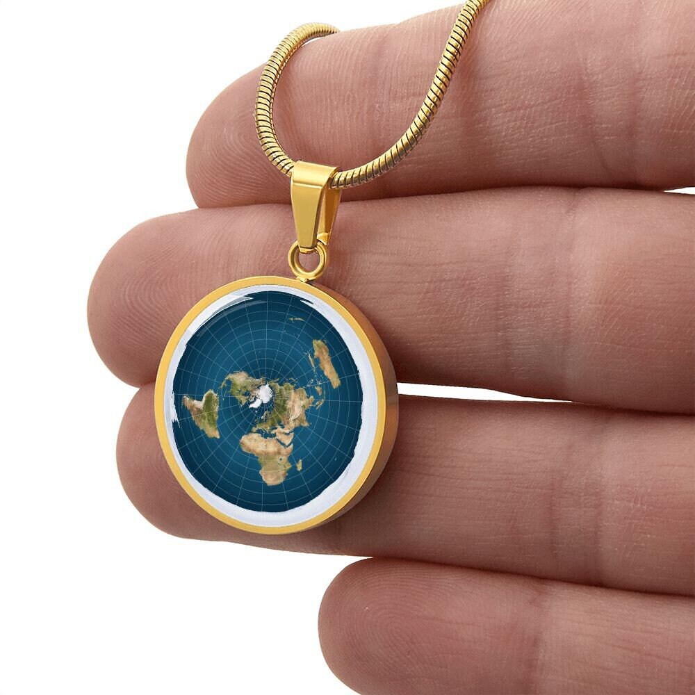 Necklace With Pendant Alexander Gleason Map of the Flat Earth ...