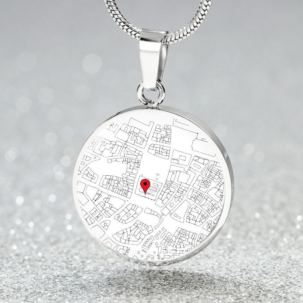 Personalized Map Necklace With Engraving, Gift for Him and Her, Your ...