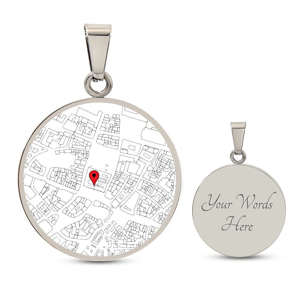Personalized Map Necklace With Engraving, Gift for Him and Her, Your ...