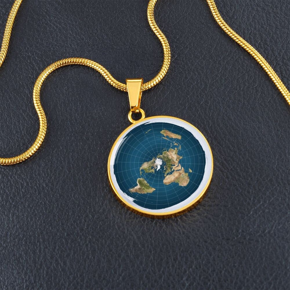 Necklace With Pendant Alexander Gleason Map of the Flat Earth ...
