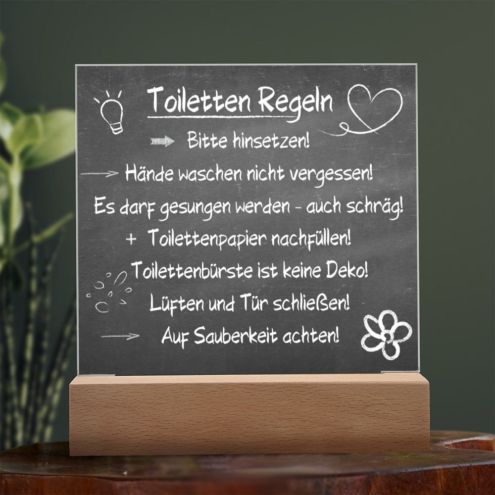 Schild Toilettenregel • WC Schild led • Toiletten regeln • Toilette WC ...