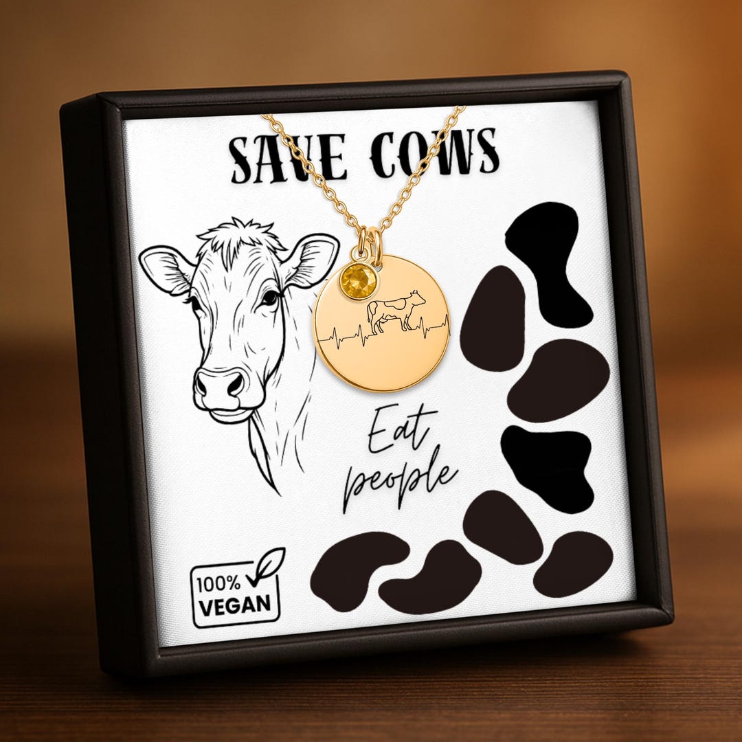 Personalized Necklace With Cow Pendant & Engraving, Gift Idea for ...