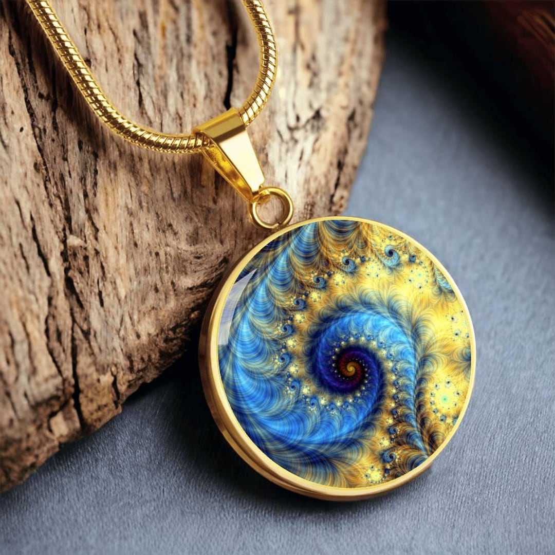 Fibonacci Spiral Fractal Sacred Geometry Necklace, Fibonacci Jewelry ...