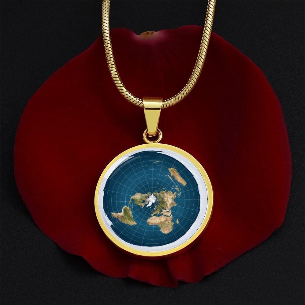 Necklace With Pendant Alexander Gleason Map of the Flat Earth ...