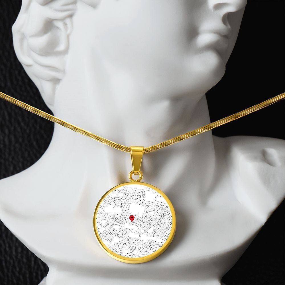 Personalized Map Necklace With Engraving, Gift for Him and Her, Your ...