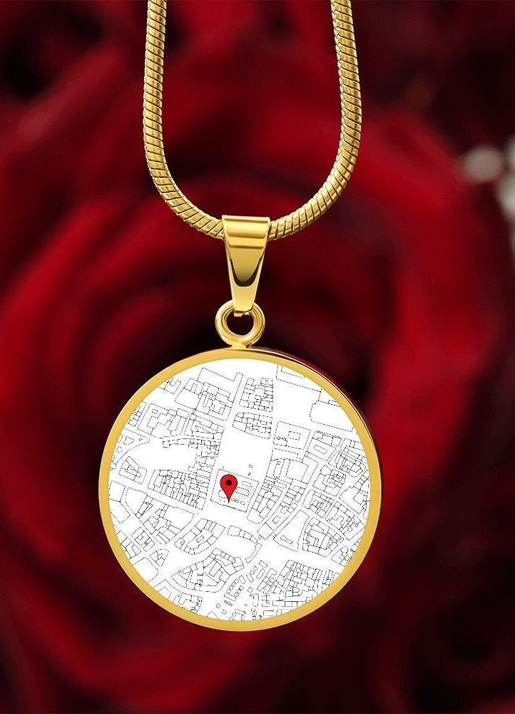 Personalized Map Necklace With Engraving, Gift for Him and Her, Your ...