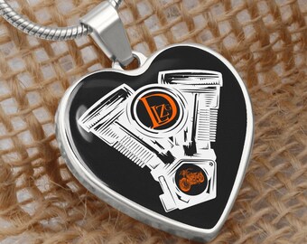 Motorcycle Heart Necklace - Etsy