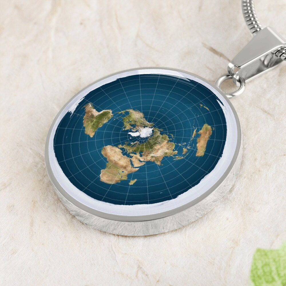 Necklace With Pendant Alexander Gleason Map of the Flat Earth ...