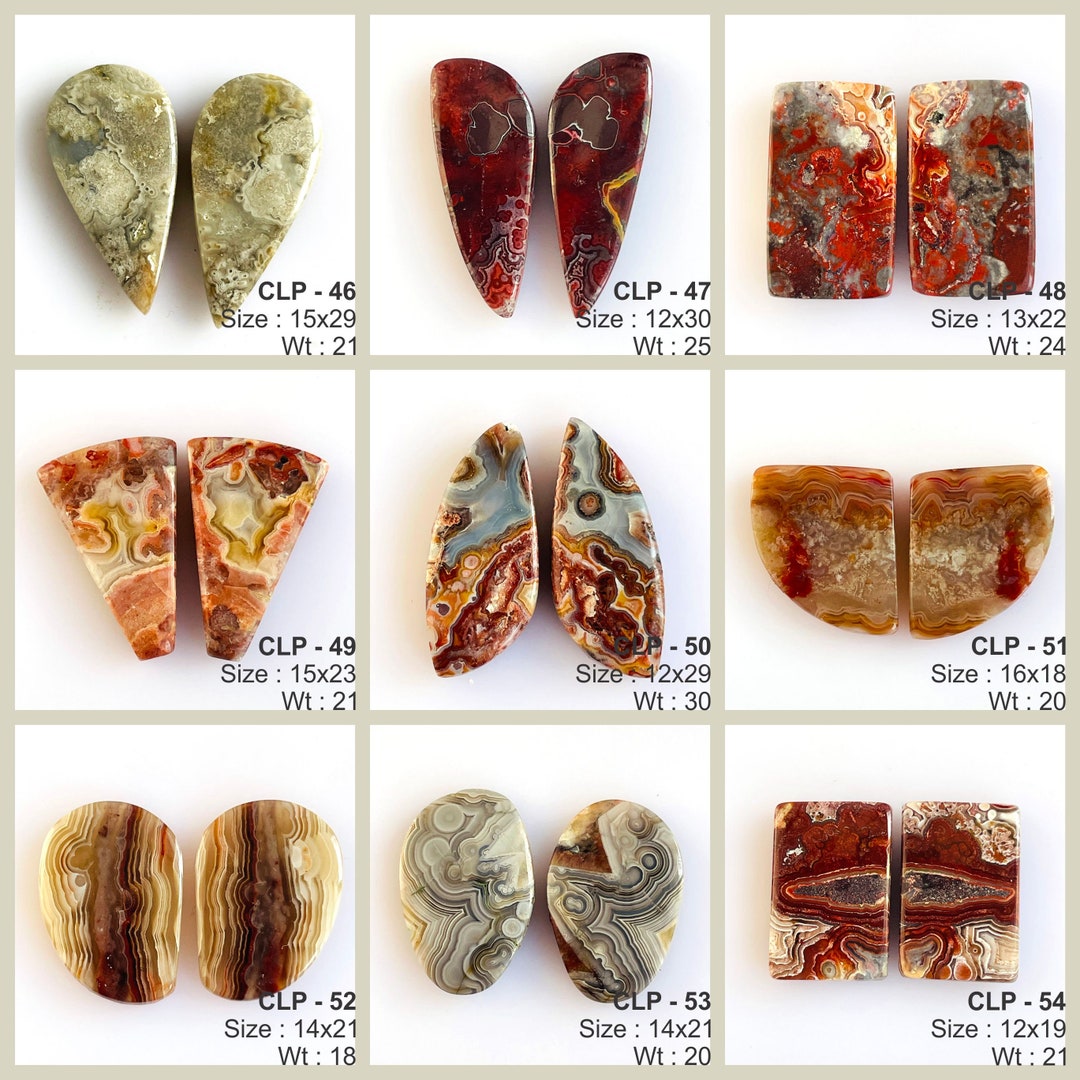 Crazy Lace Matched Pair Gemstone Cabochon, Designer Crazy Lace Gemstone ...