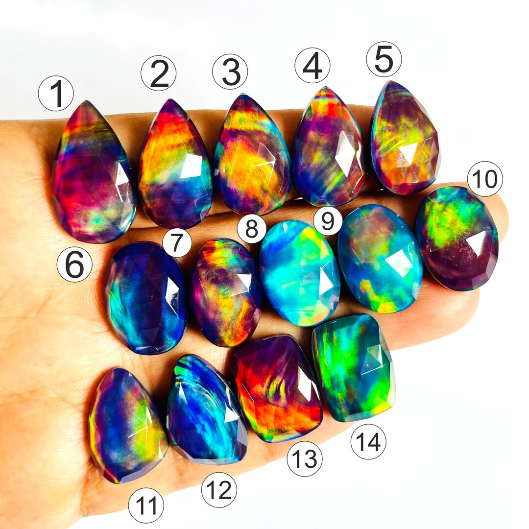 Faceted Aurora Opal Cabochon: Rose Cut Opal Gemstone - Etsy