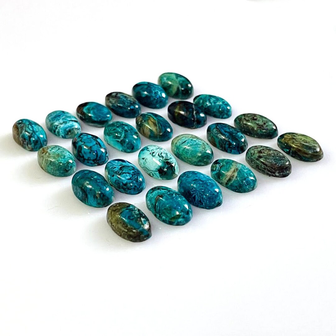 Natural Chrysocolla 8x14 Mm Round Shape Perfect Matched Pair Smooth ...
