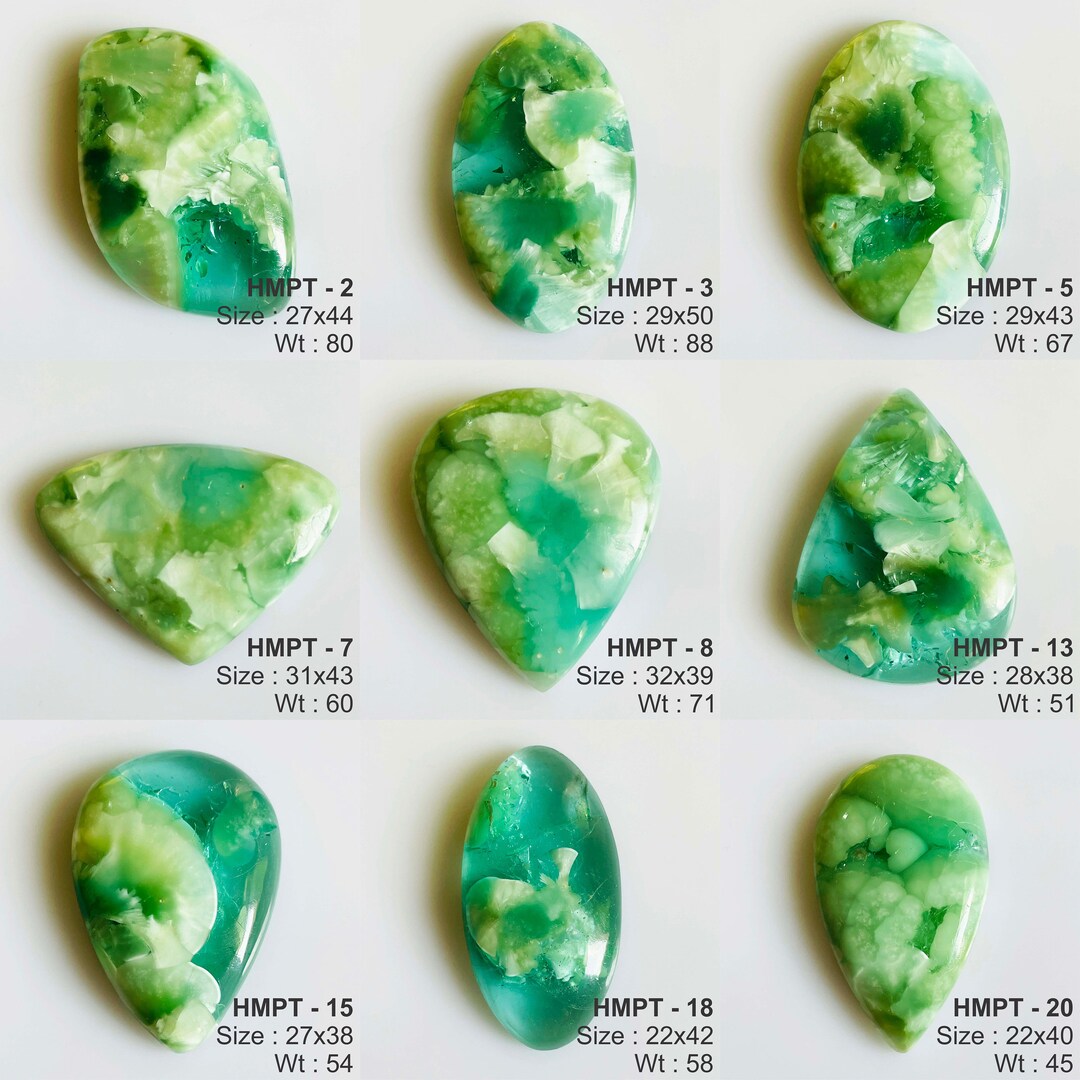 Natural Hemimorphite Gemstone Cabochon, Natural Green Hemimorphite Cabochon for Jewelry Making ...