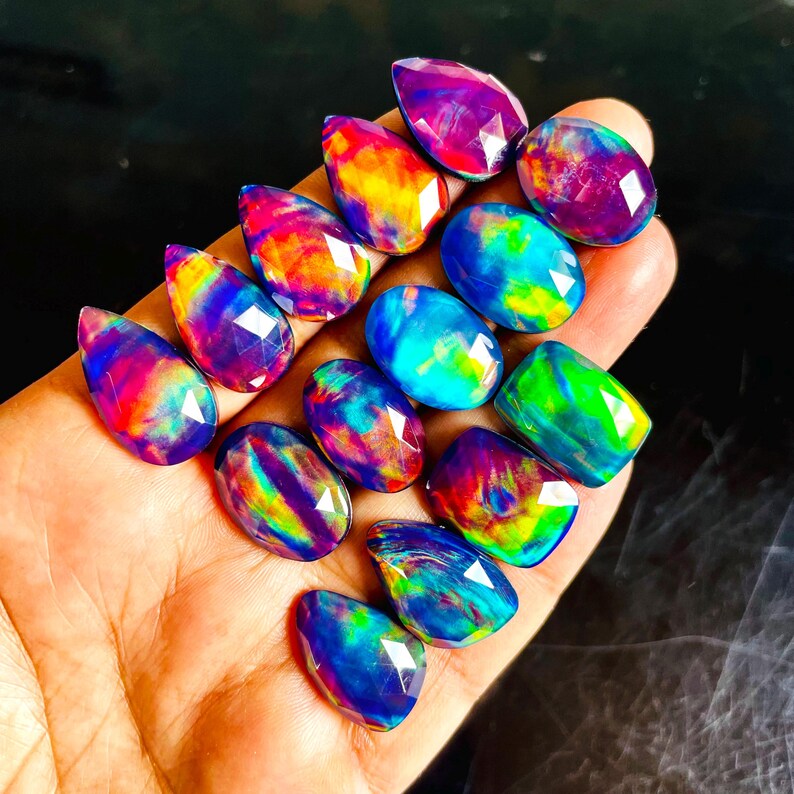 Faceted Aurora Opal Cabochon: Rose Cut Opal Gemstone - Etsy