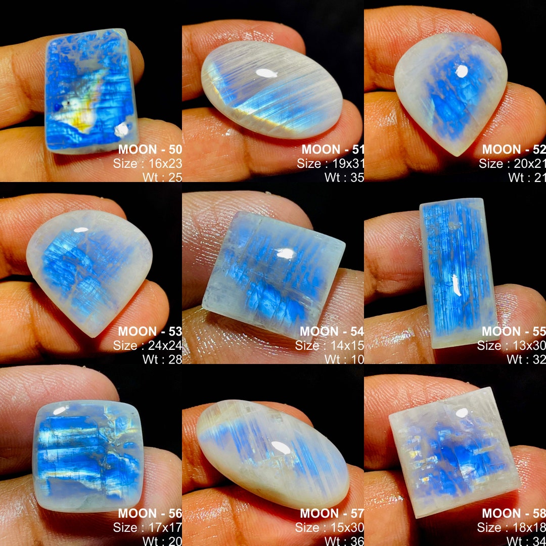 Natural Moonstone Rainbow Moonstone Mix Shape& Size Cabochon, Blue Fire ...