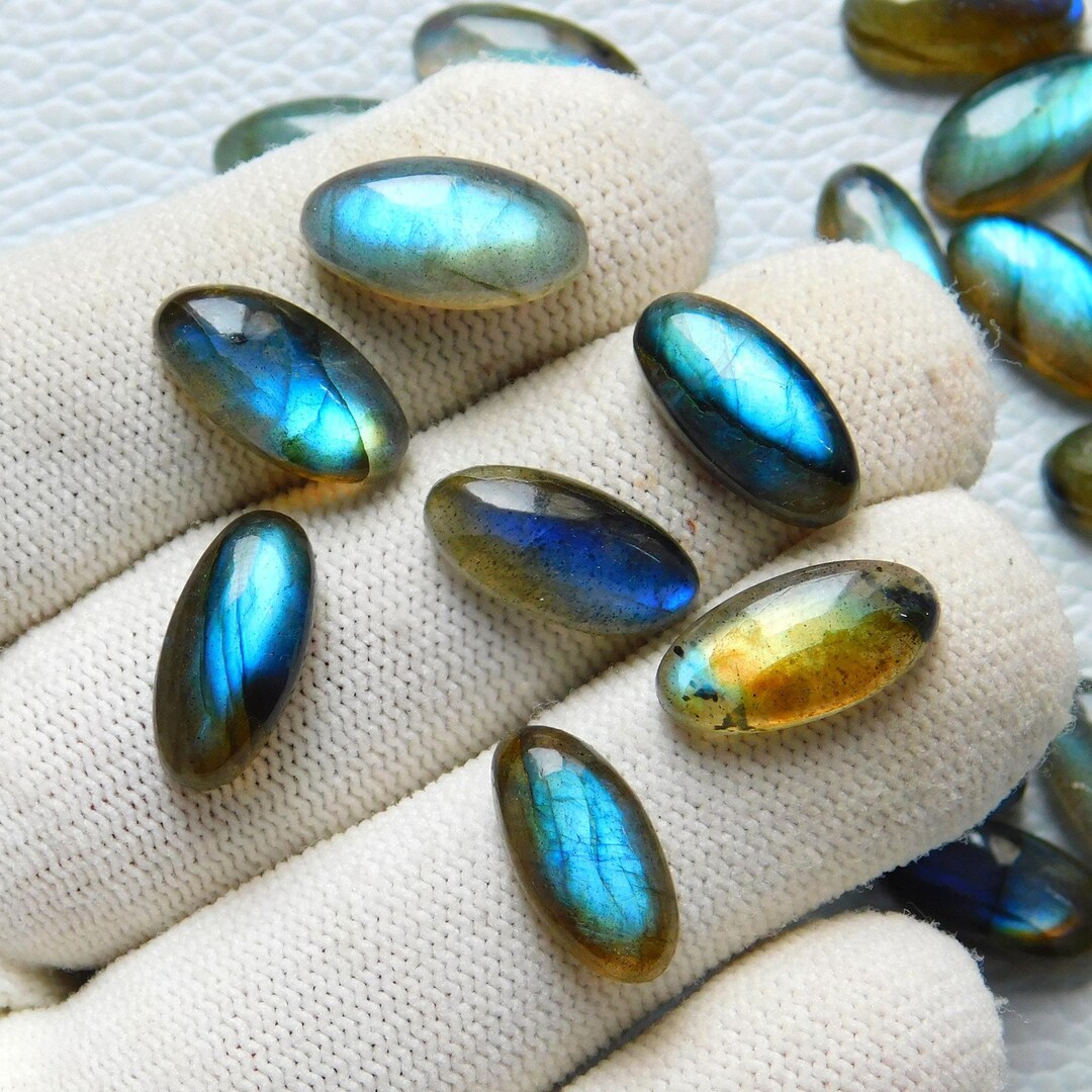 Labradorite Cabochon, Natural Labradorite Long Oval Gemstone, Multifare ...