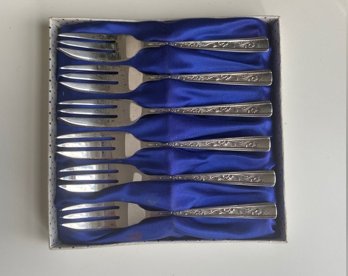 Set of Six Vintage Boxed Rodd EPNS Cake Forks / Dessert Forks Silver ...