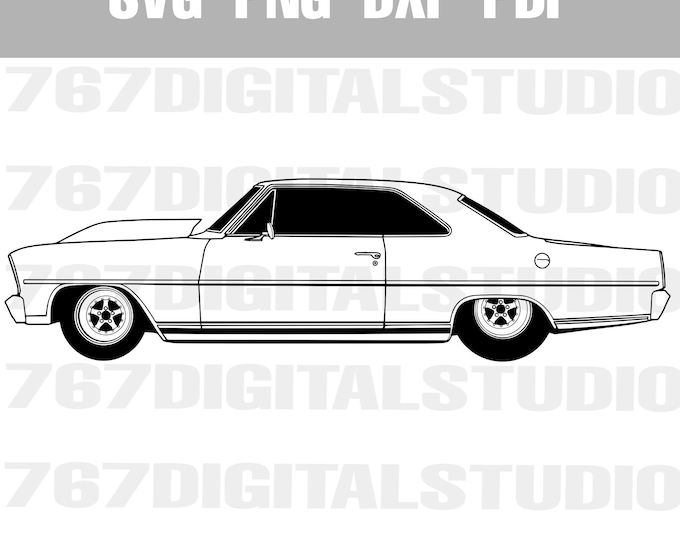 1966-67 Chevy Nova Pro-street SVG – Side-profile Muscle Car Vector Cut ...