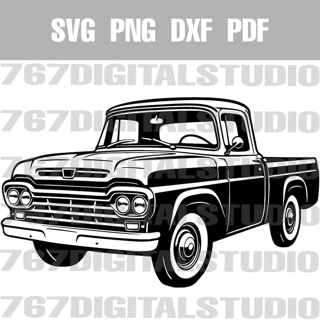 1960 Ford F100 Truck SVG Png Dxf Pdf Automotive Vector Files Clip Art ...