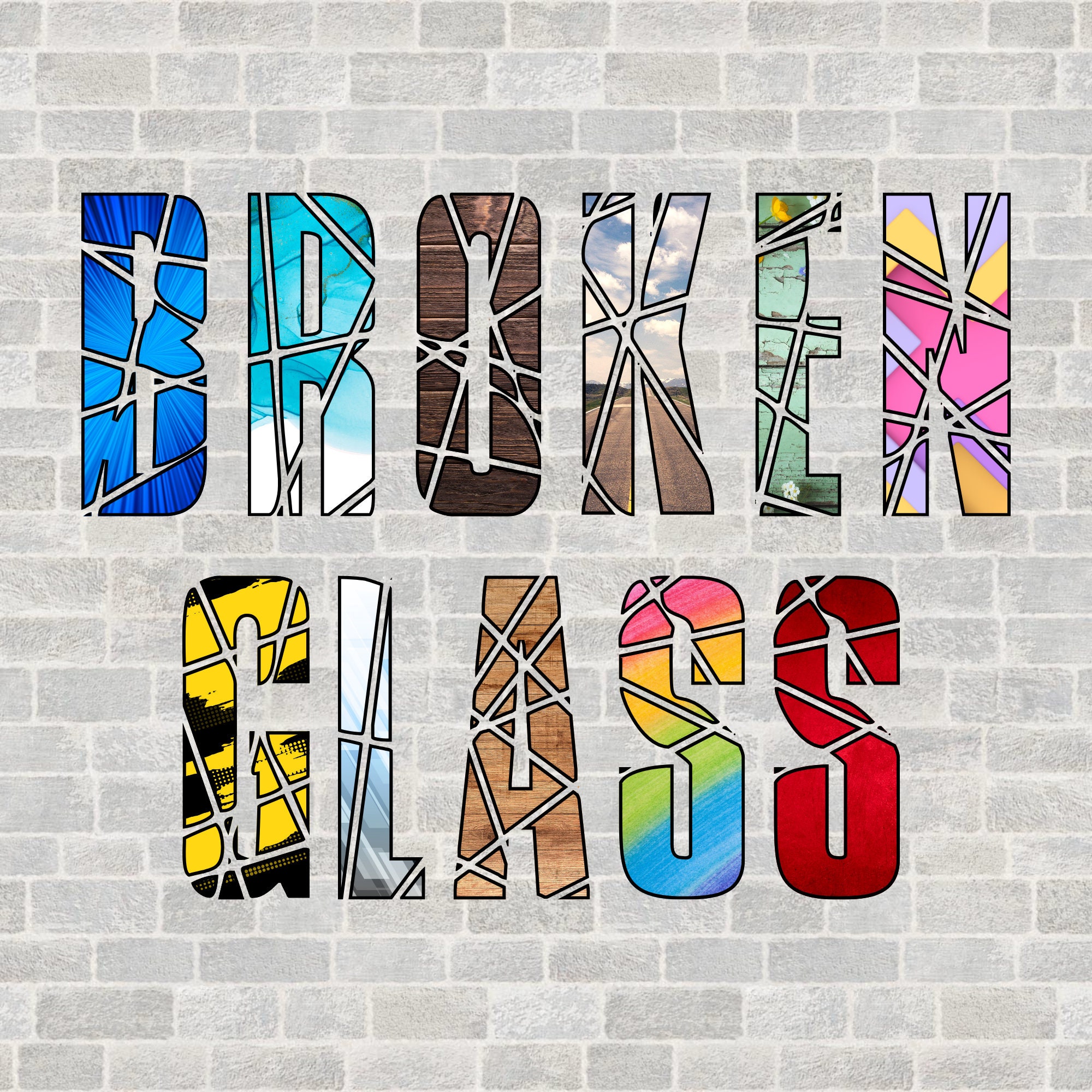 Broken Glass Font Canva Frame Templates Letters Template Numbers Template Editable