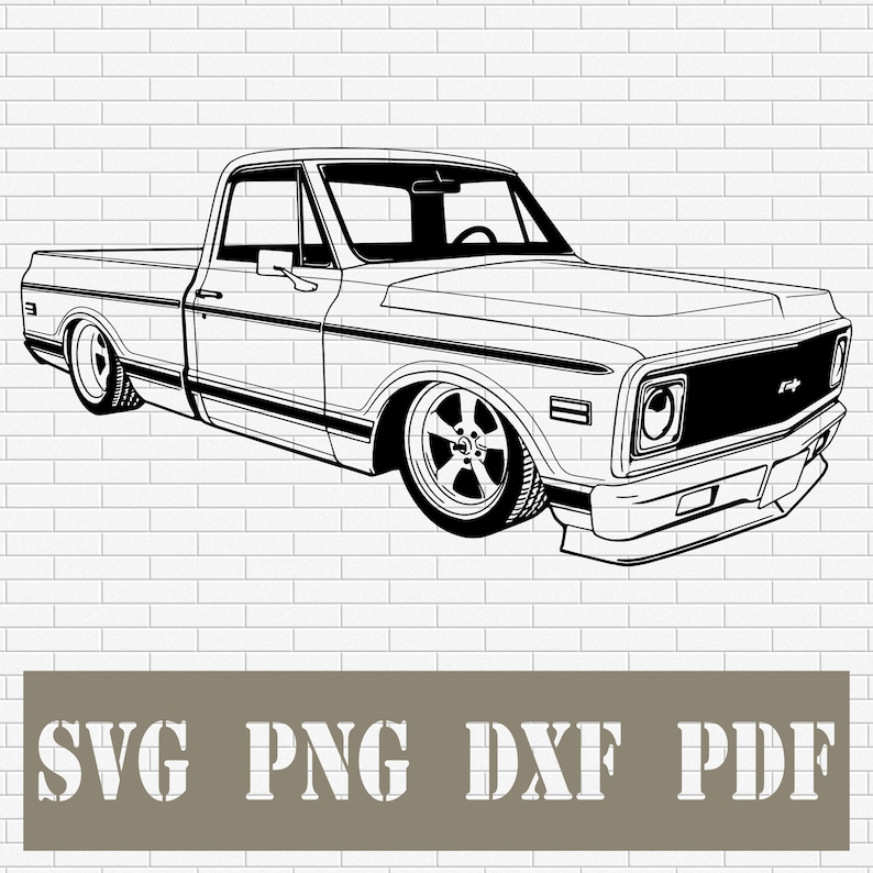 1972 Chevy Truck SVG | Classic C10 Pickup Clip Art | DXF PNG Pdf Vector ...