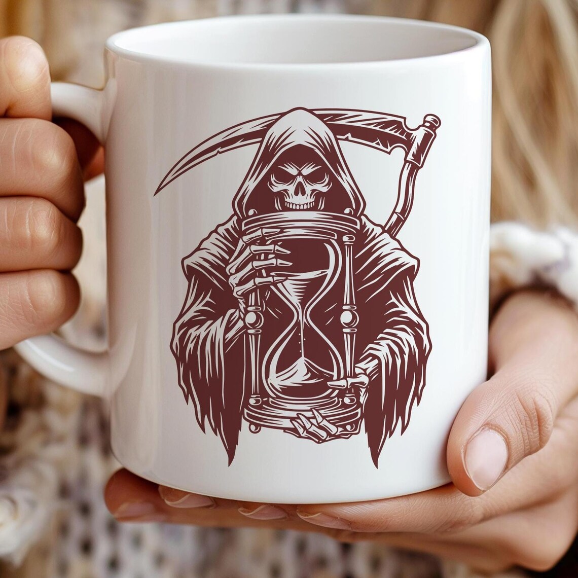 Grim Reaper With Hourglass SVG DXF PNG Pdf – Scythe Memento Mori ...