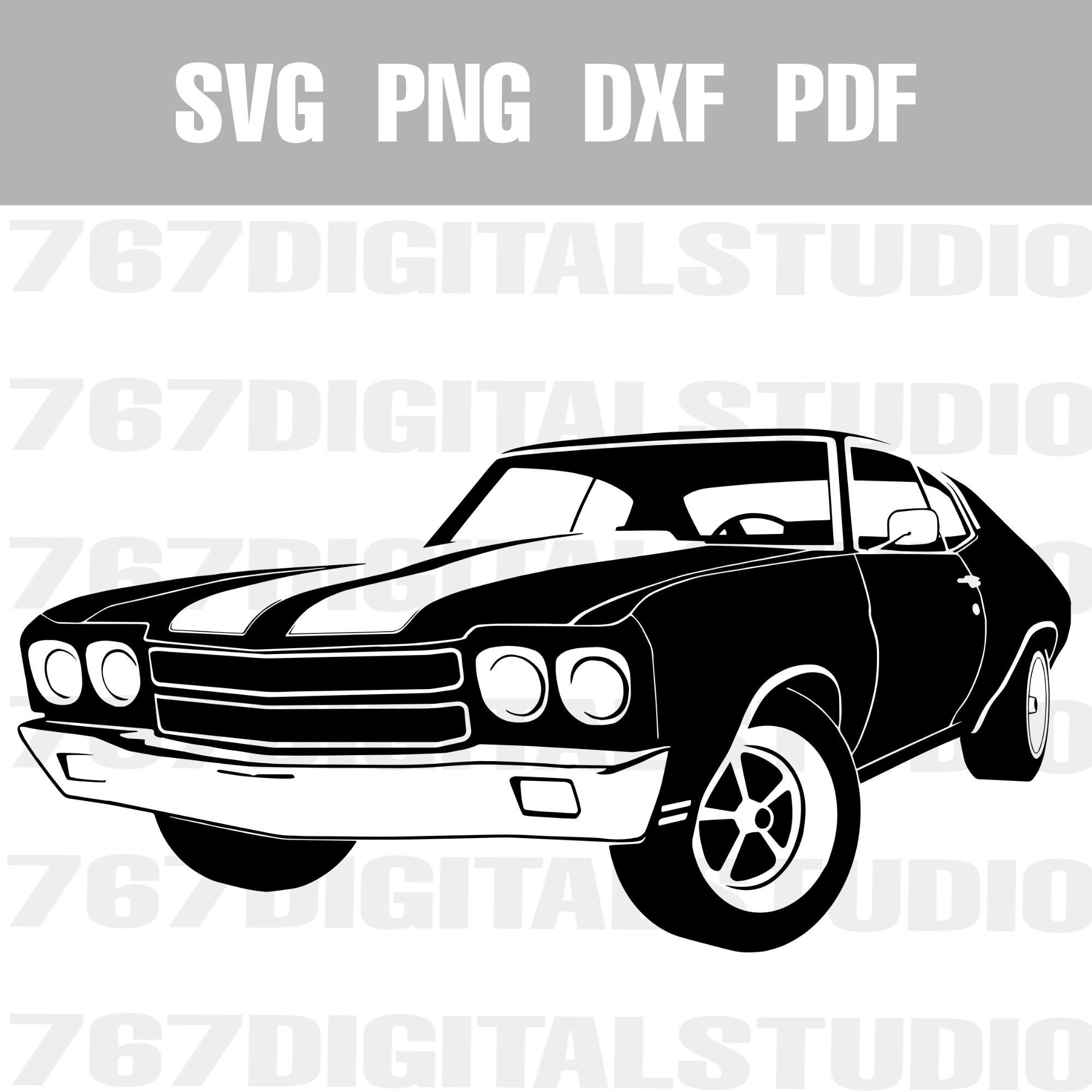 1970 Chevrolet Chevelle SS Vector Illustration Svg Dxf Png Pdf Classic ...