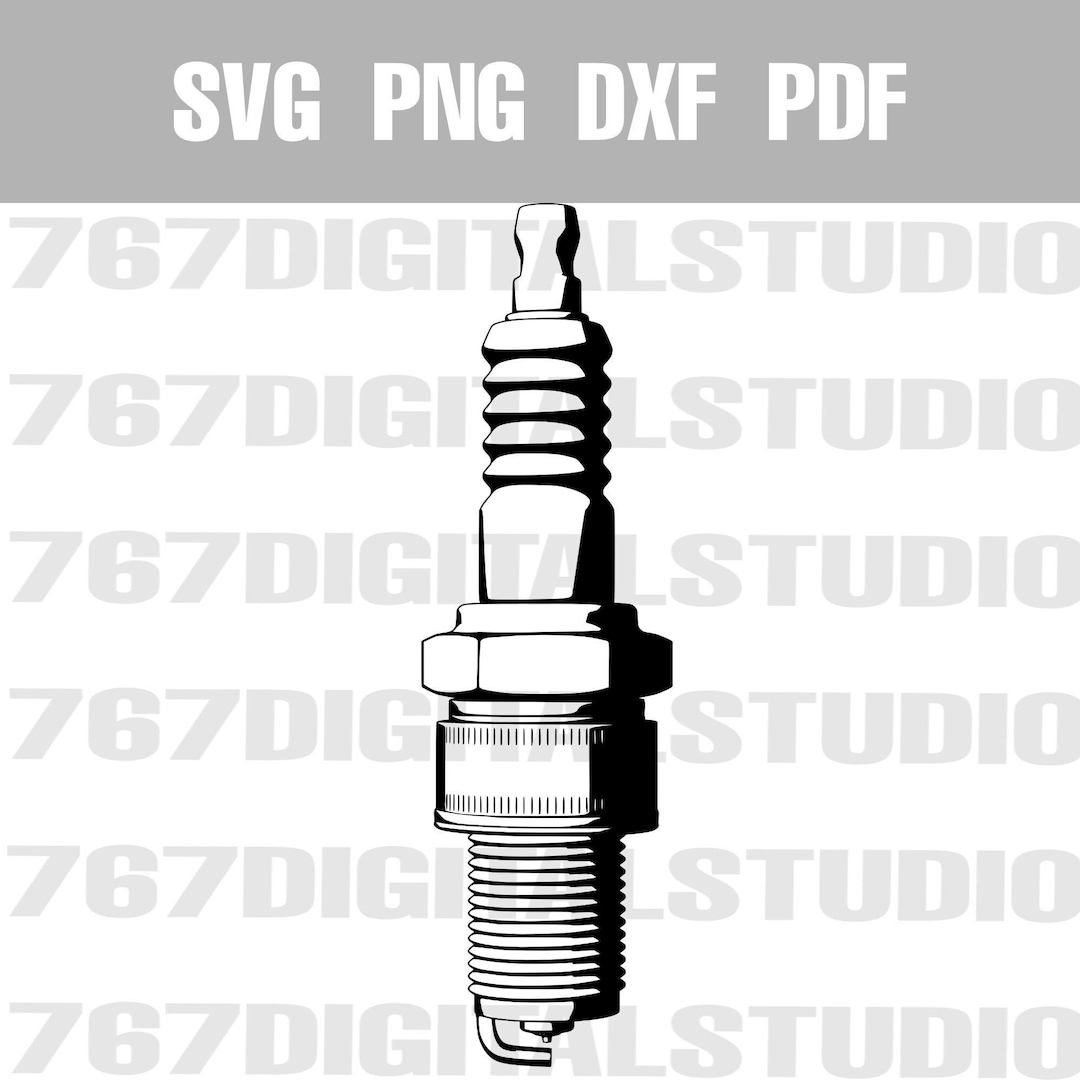 Spark Plug Vector Art Illustration, Svg Dxf Png Pdf, Clip Art, for ...