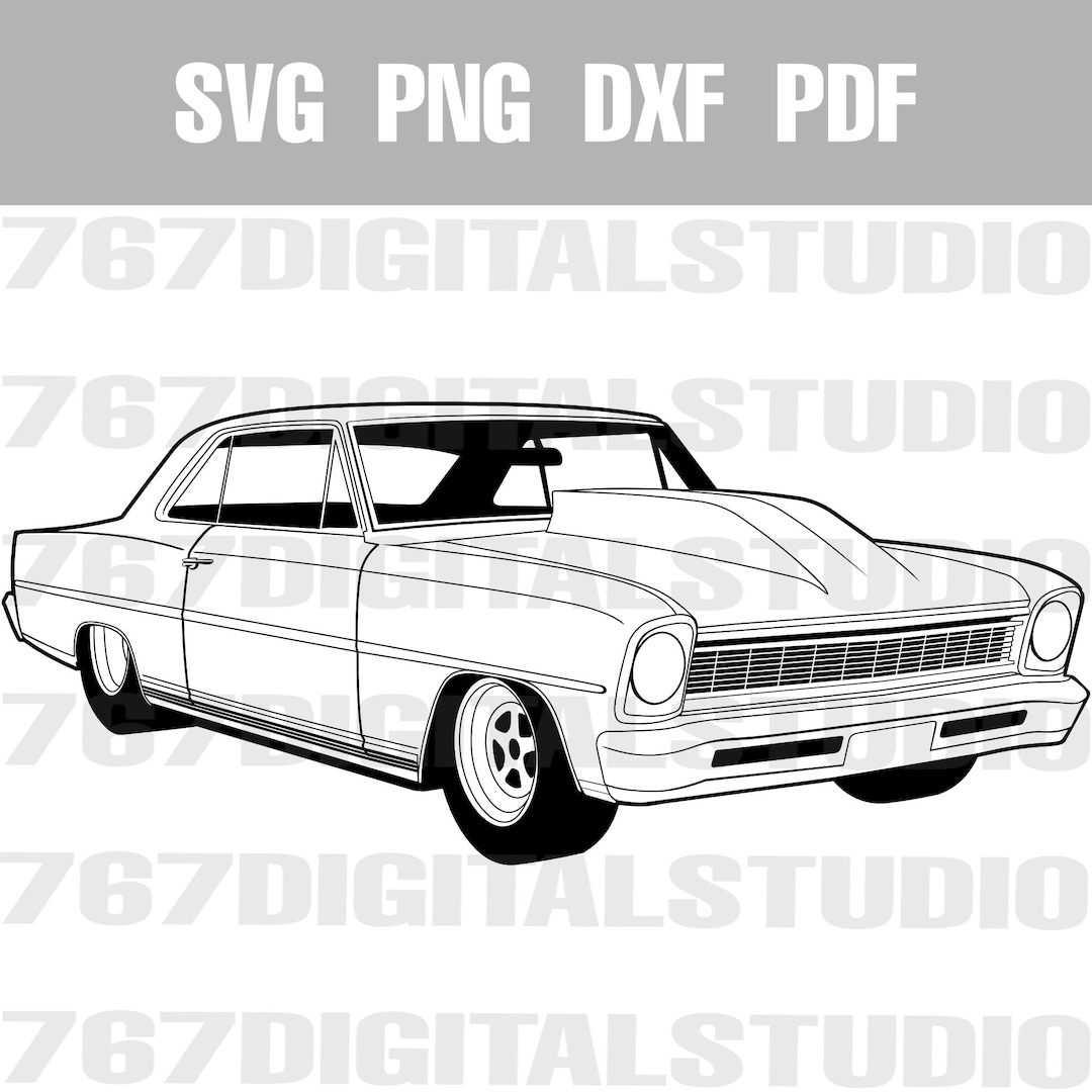 1966 Chevy Nova Pro Street SVG Png Pdf Dxf Automotive Vector Files Clip ...