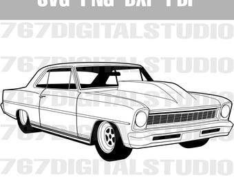 1966-67 Chevy Nova Pro-street SVG – Side-profile Muscle Car Vector Cut ...