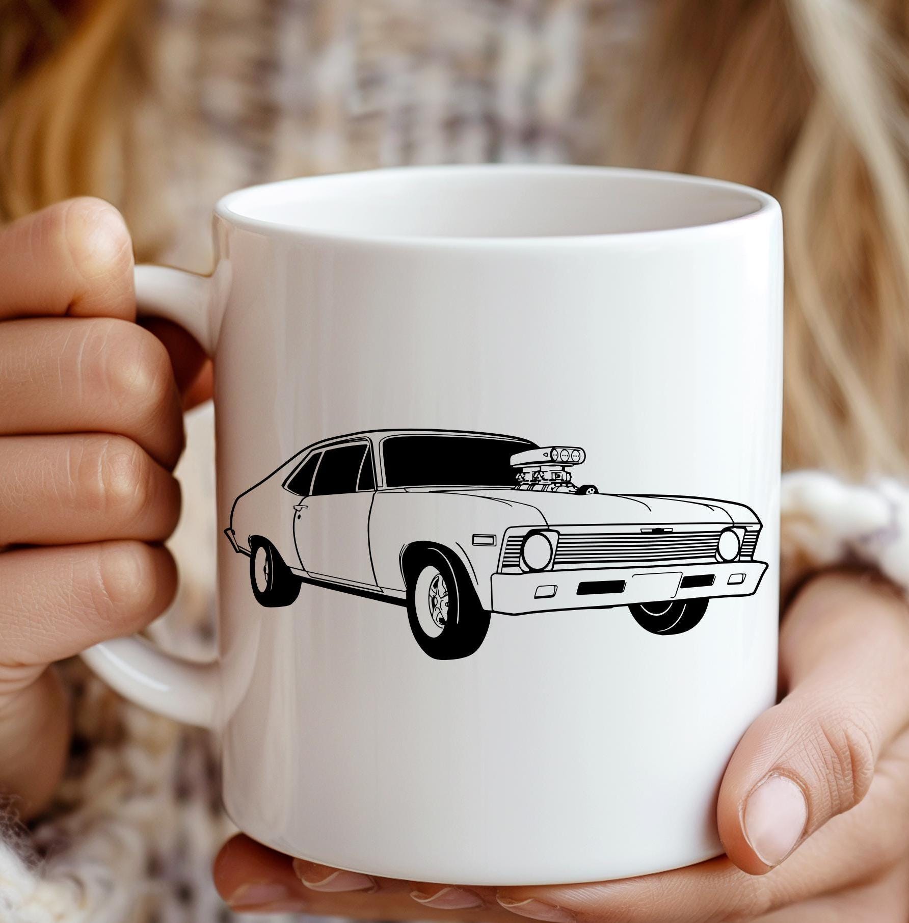 Blown Chevy Nova SVG | Supercharged Muscle Car Clip Art | DXF PNG Pdf ...