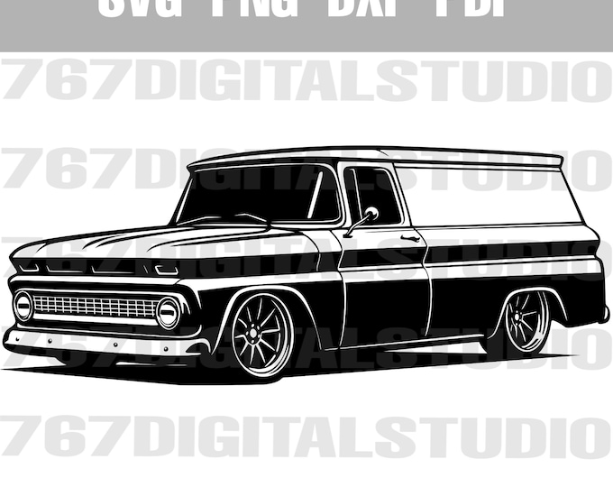 1964 Chevy Panel Truck SVG: Slammed C10 Pro-touring Vector (digital ...