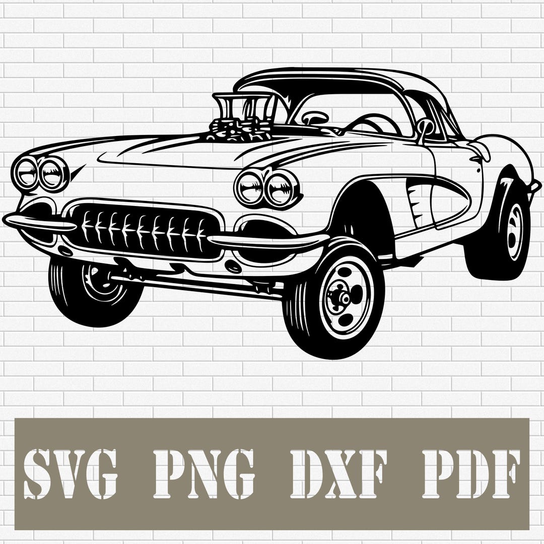 1959 Corvette Gasser SVG | C1 Chevy Drag Race Vector (digital File) - Etsy