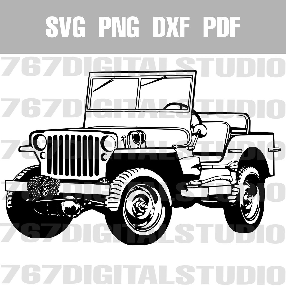1945 Willys MB Army Vector Art Illustration Svg Dxf Png Pdf for Print ...
