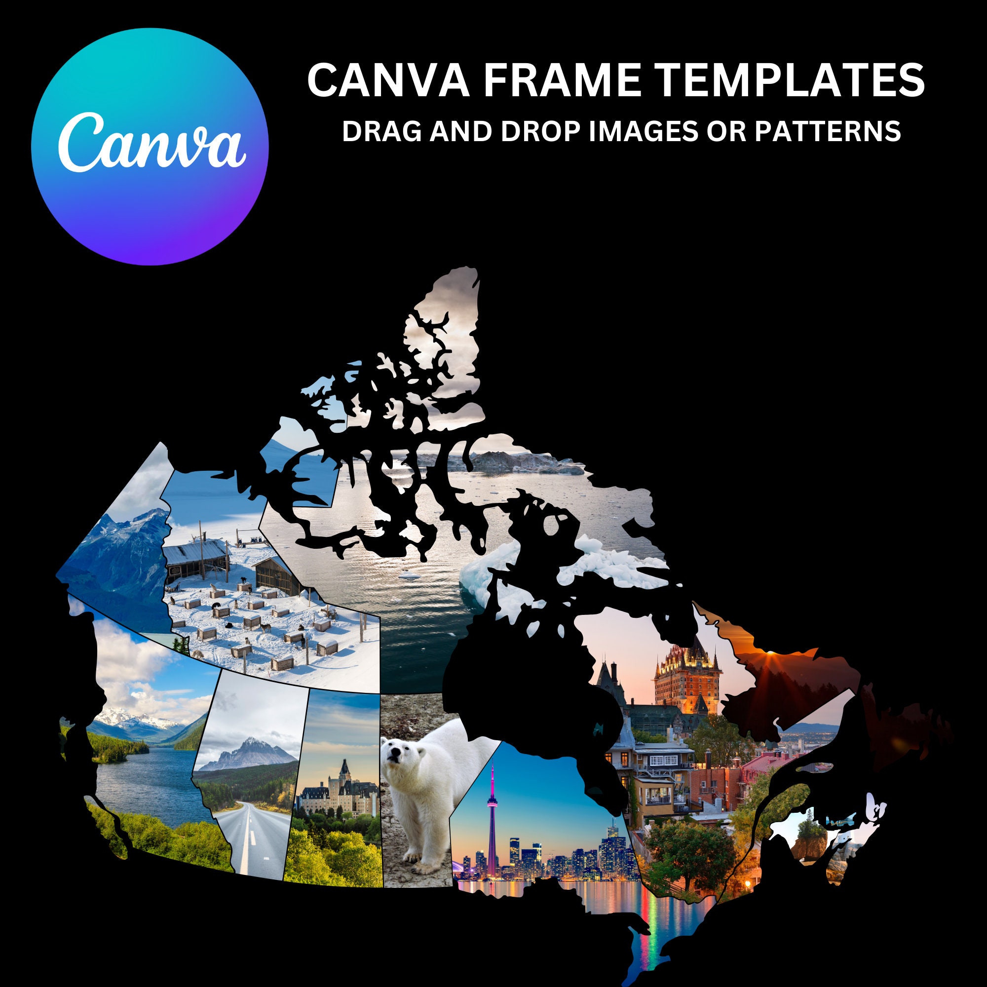 Editable Canada Map Canva Template | All Provinces Territories Outline ...