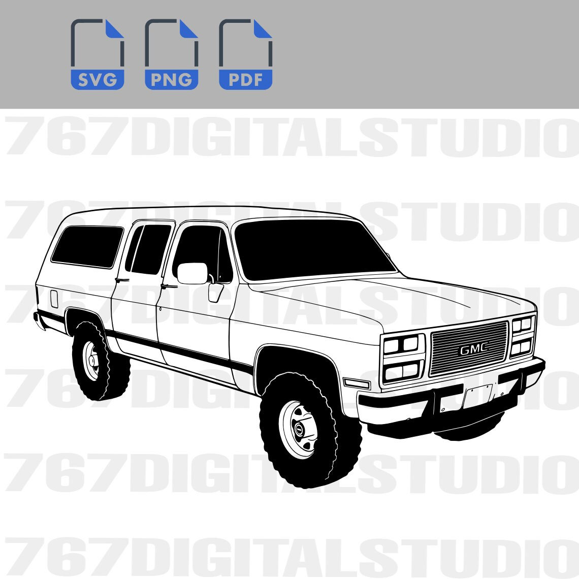 1990 GMC Suburban Classic Squarebody Vector Illustration Svg Png Pdf ...