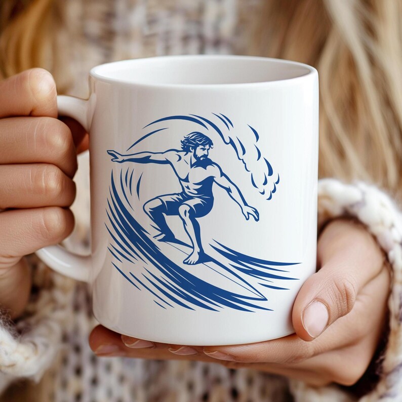 Wave Surfer SVG Png Pdf Dxf Vector Files Clip Art Printable Laser Cut ...