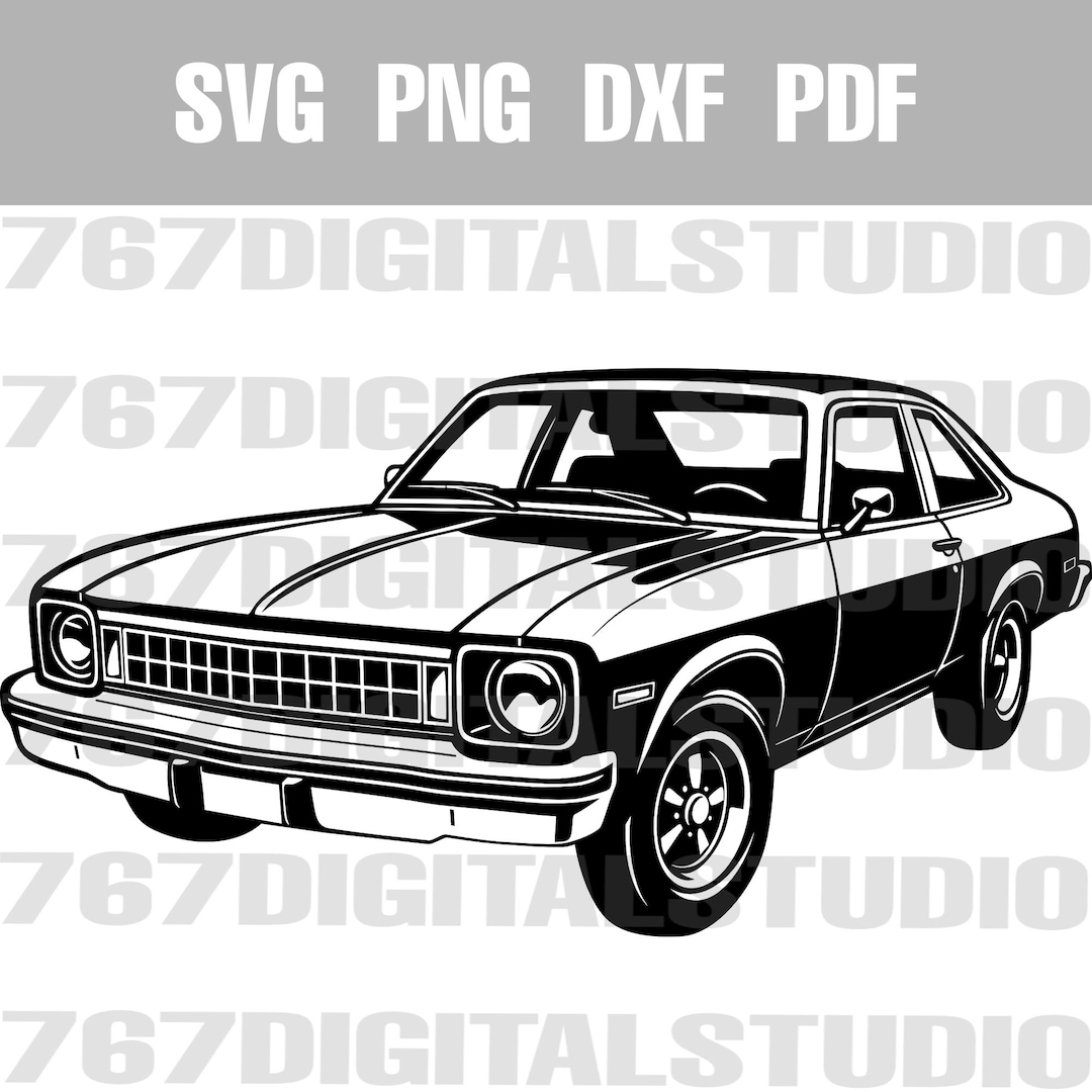 Chevrolet Nova 1977 SVG png dxf pdf Automobile fichiers vectoriels Clip ...