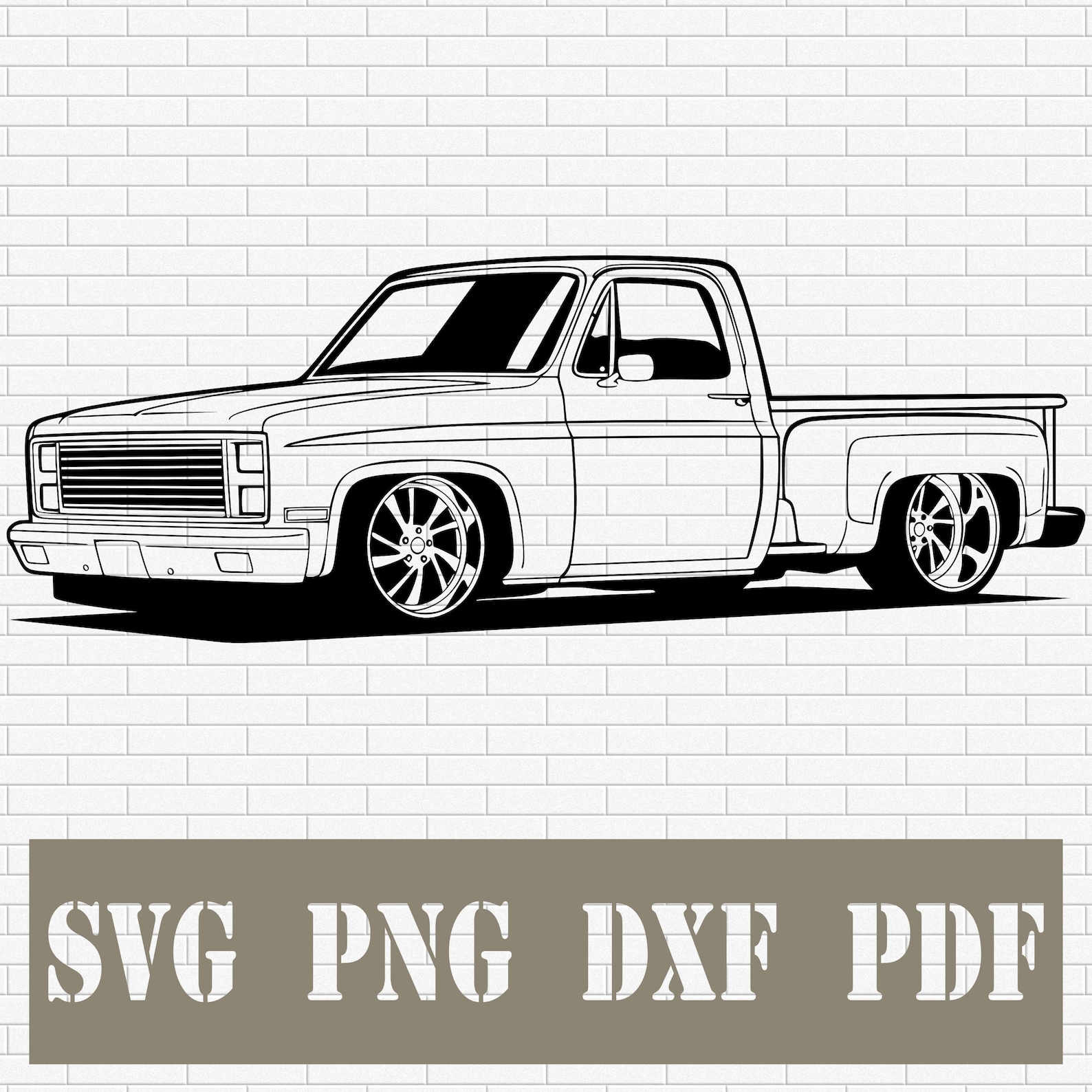 1980s Square Body SVG | Vintage Lowered Pickup Vector | Dxf Png Pdf Cut ...