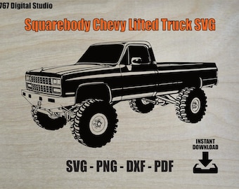 Squarebody Chevy K10 Lifted Truck SVG | 1973-1987 4×4 Pickup Vector ...