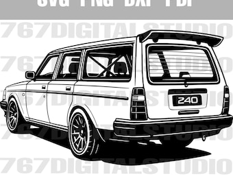 Volvo 240 Turbo Wagon SVG: Stanced Race Car Vector (digital Download ...