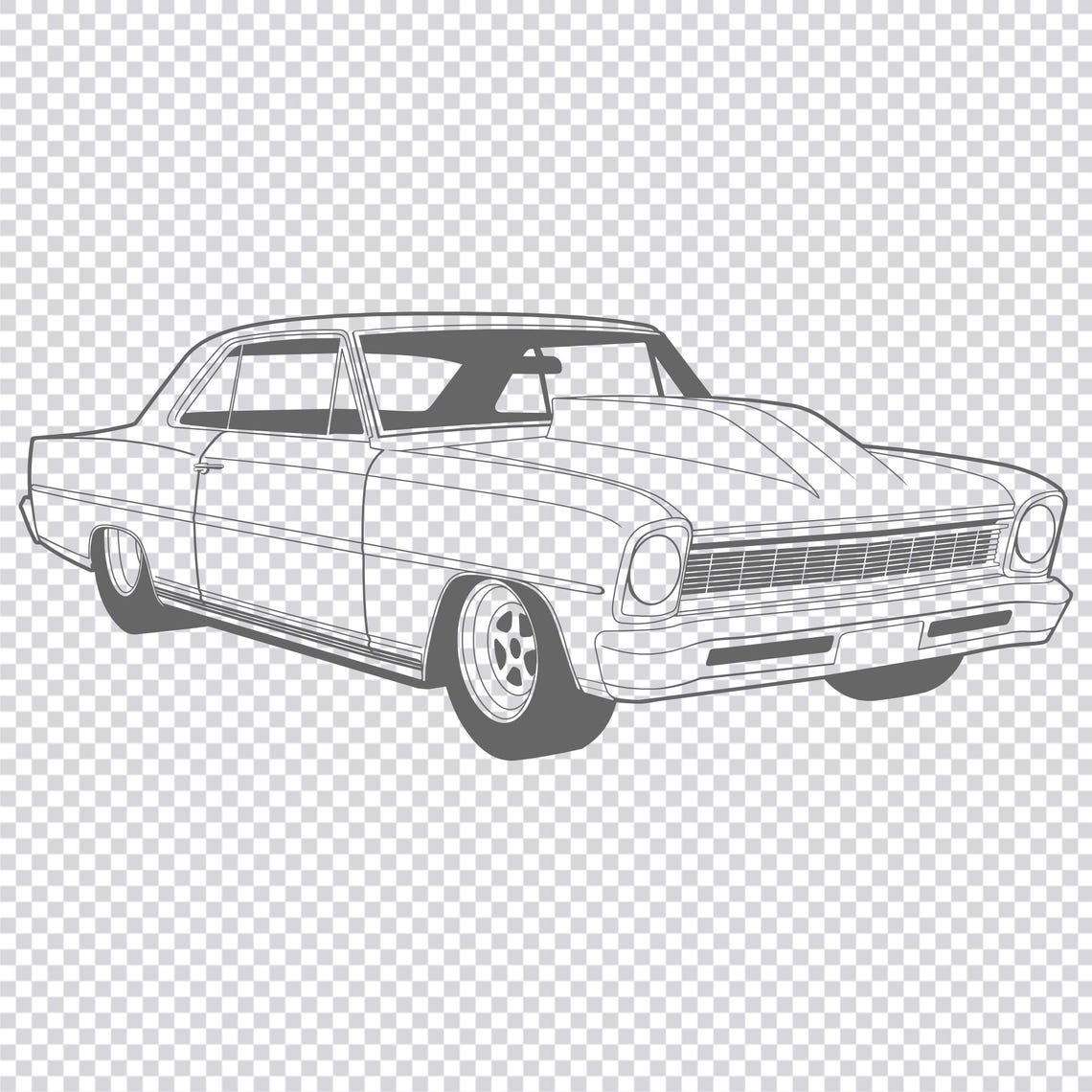 1966 Chevy Nova Pro Street SVG Png Pdf Dxf Automotive Vector Files Clip ...