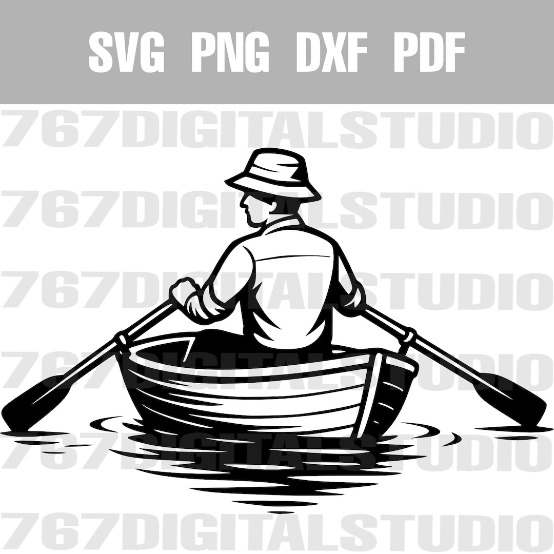 Rowboat SVG Png Pdf Dxf Vector Files Clip Art Printable Laser Cut ...