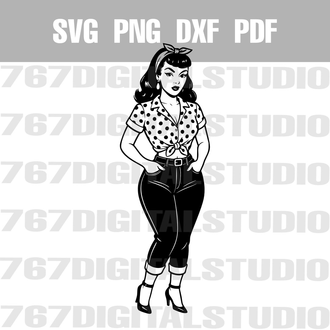 Rockabilly Pinup SVG Png Pdf Dxf Vector Files Clip Art Printable Laser ...