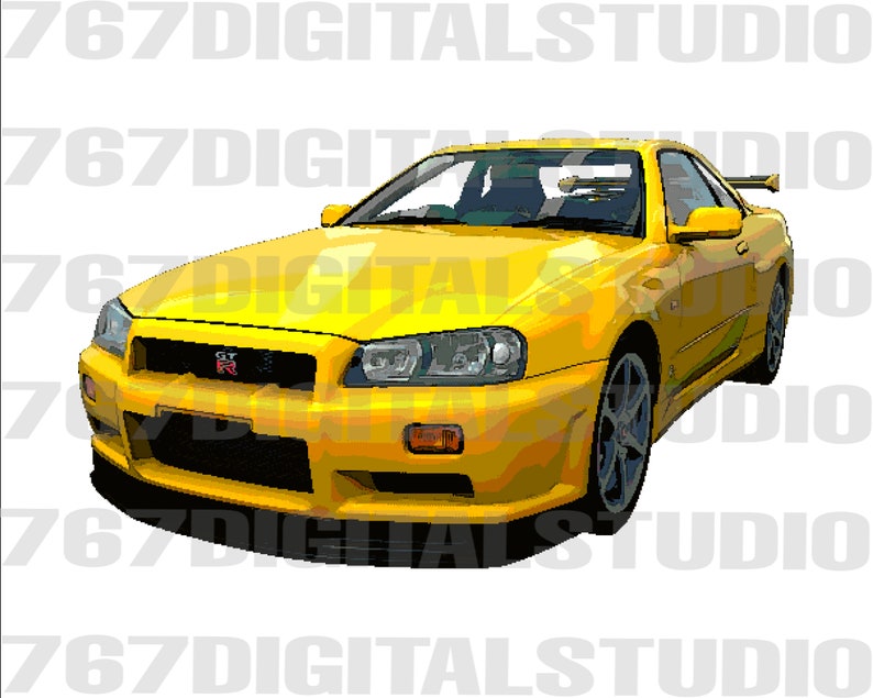 Nissan Skyline GTR R34 Pixel Art Set PNG Bundle Clip Art Digital ...