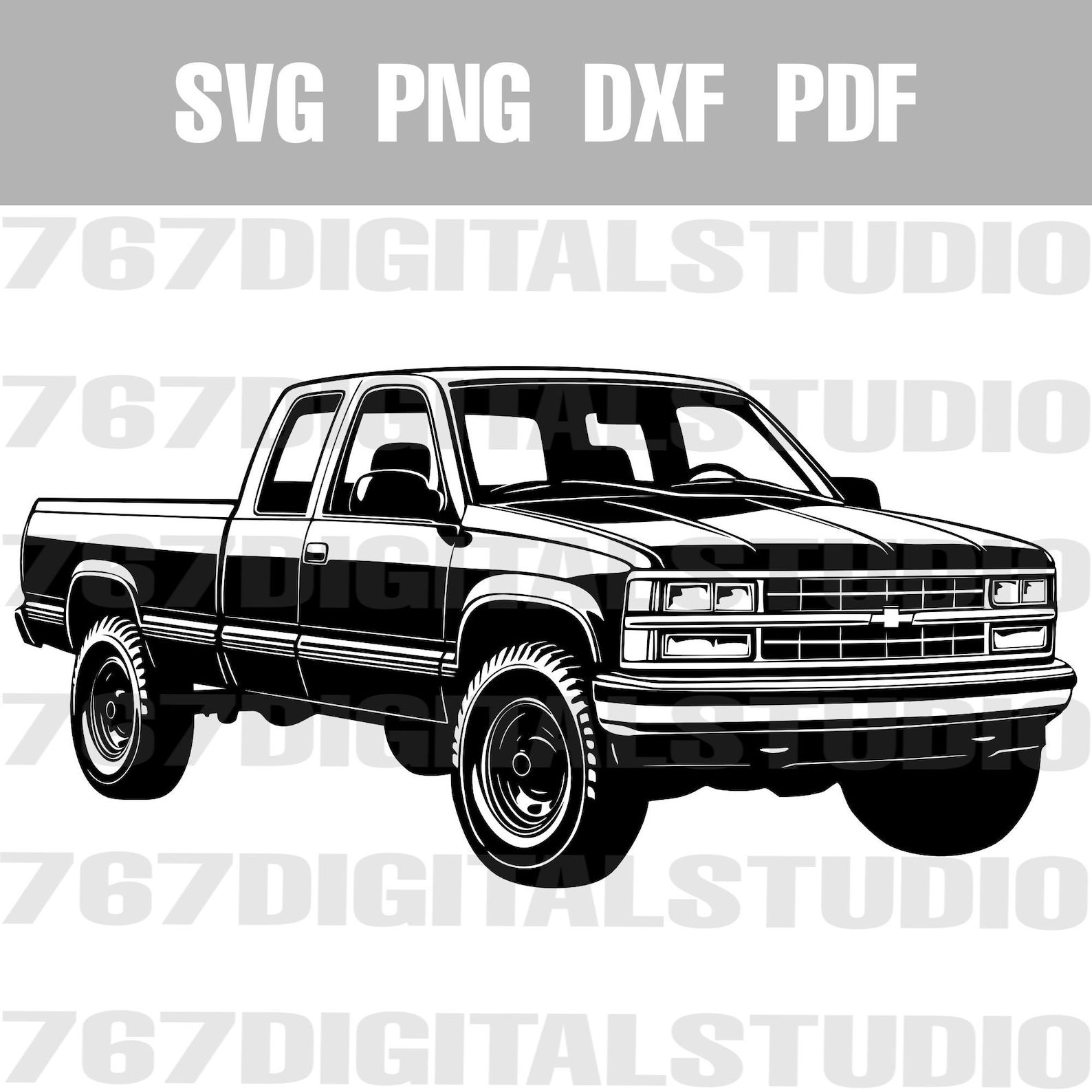 OBS Chevy Pickup SVG: 1988-1998 Silverado CK 1500 Vector (digital ...