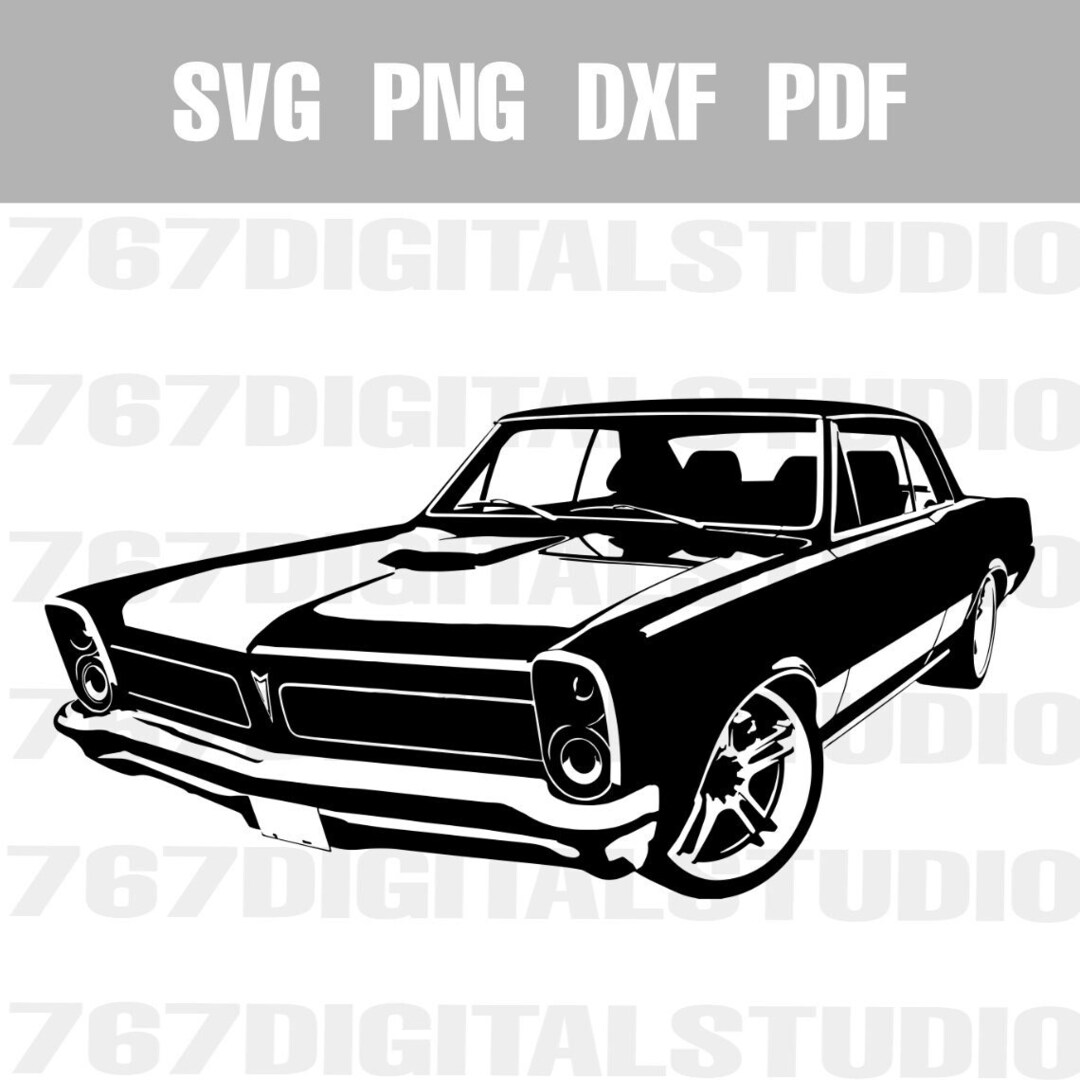 1965 Pontiac GTO Restomod Vector Illustration Svg Png Dxf Pdf Classic Car Clip Art for Print on ...