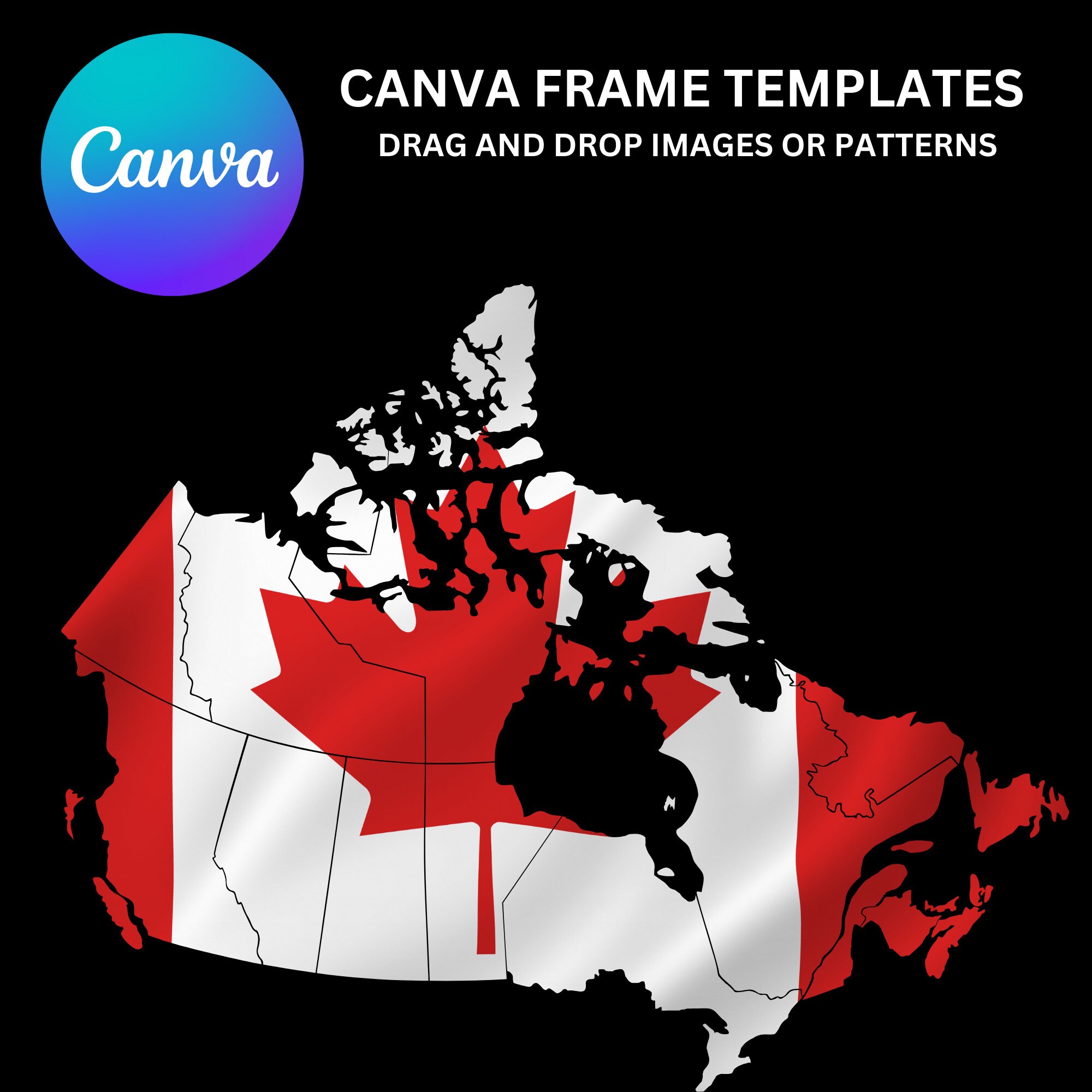 Editable Canada Map Canva Template | All Provinces Territories Outline ...