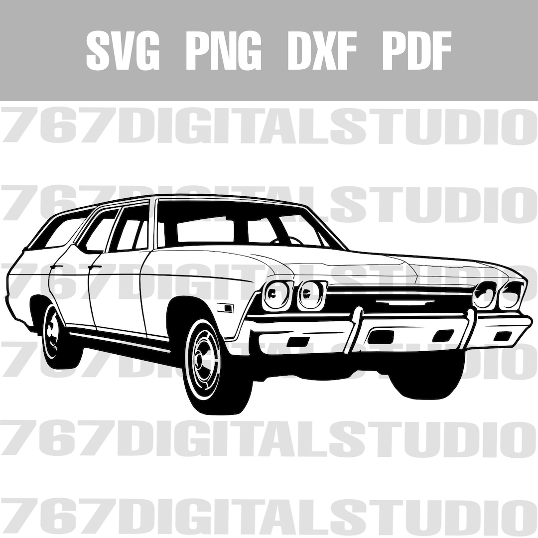 1968 Chevrolet Chevelle Station Wagon SVG | Classic Car Vector Clipart ...